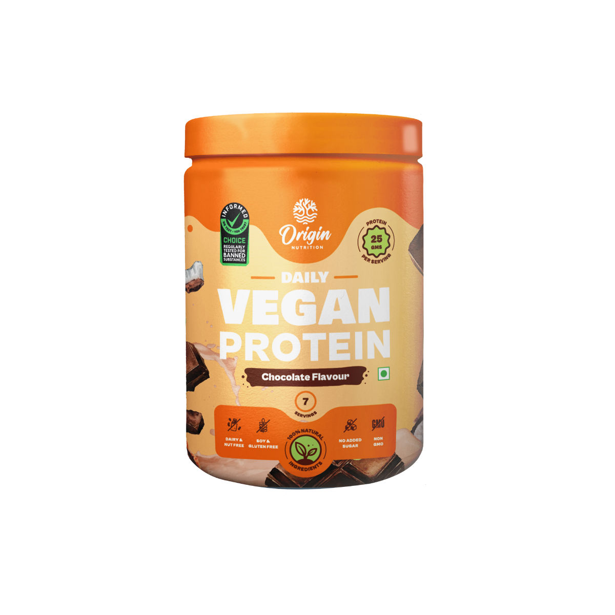 Origin Nutrition 100% Natural Vegan Protein Chocolate Flavour Powder ...
