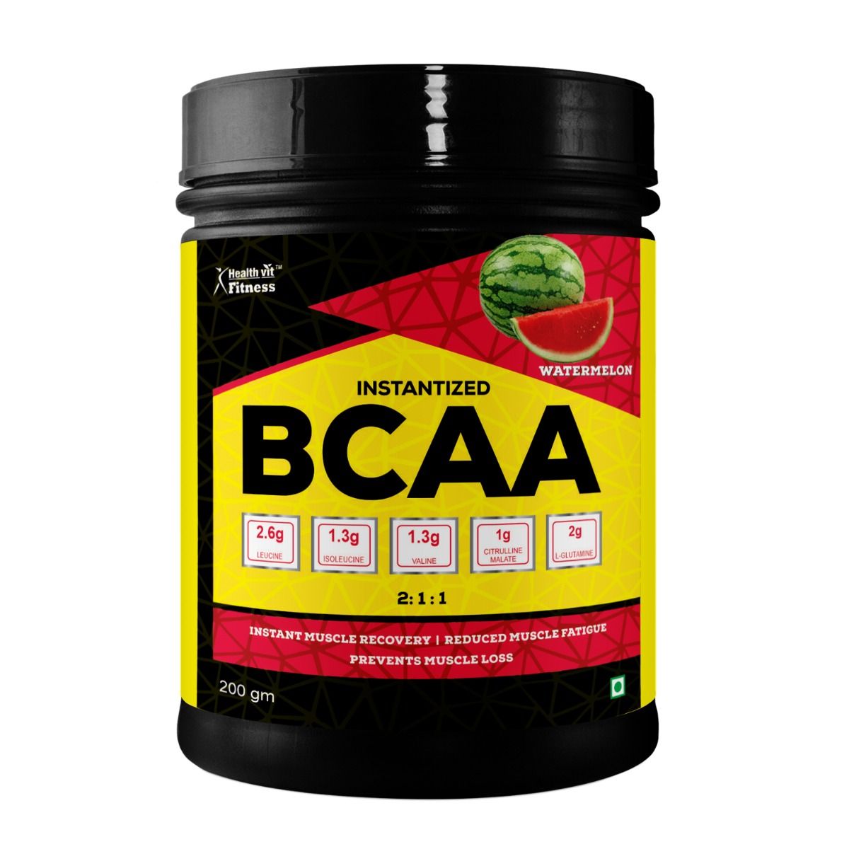 Healthvit Fitness 100% Micronized BCAA 5200mg 2:1:1 Watermelon Flavour, 200 gm Price, Uses, Side ...
