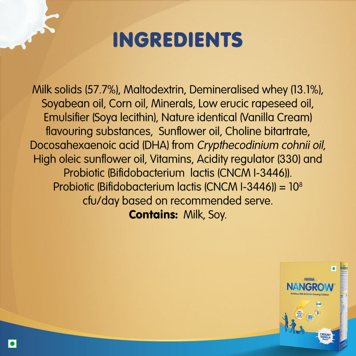 Nestle Nangrow Creamy Vanilla Flavour Nutrition Drink Powder, 400 gm ...