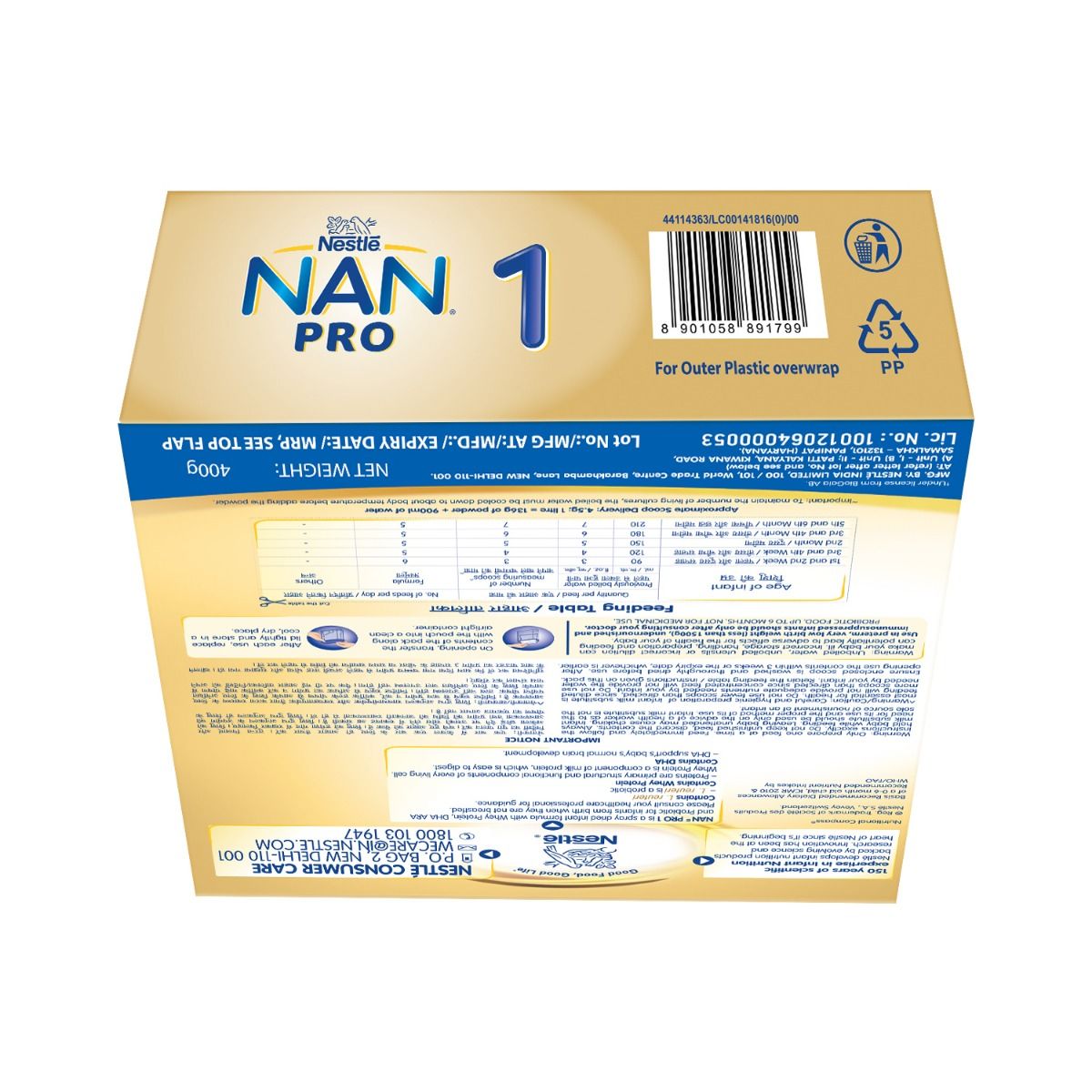 Nestle Nan Pro Infant Formula Stage 1 (Upto 6 months) Powder, 400 gm ...