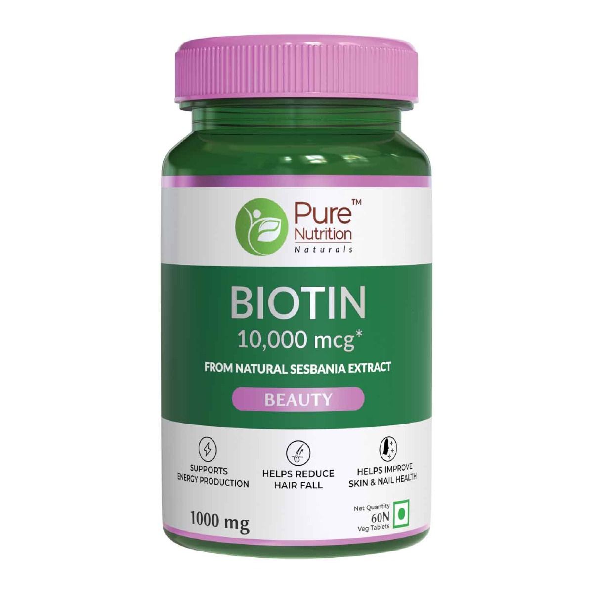 Pure Nutrition Biotin 1000 mg, 60 Tablets Price, Uses, Side Effects ...