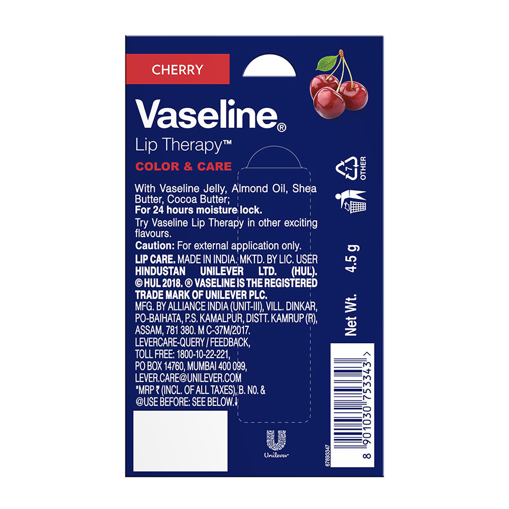 Vaseline Color & Care Cherry Chapstick, 4.5 gm Price, Uses, Side ...