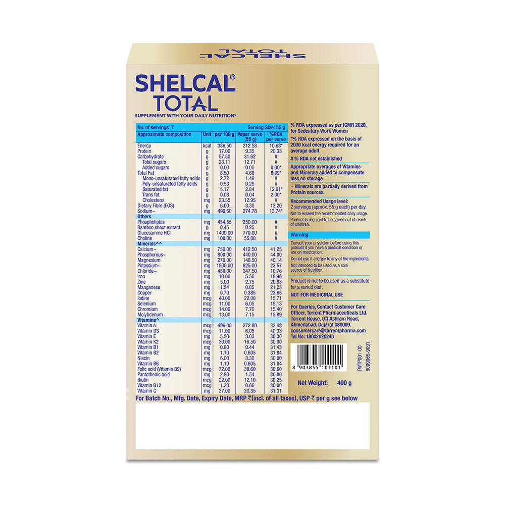 Buy Shelcal Total Adults Dark Chocolate Flavour Daily Nutrition Powder ...