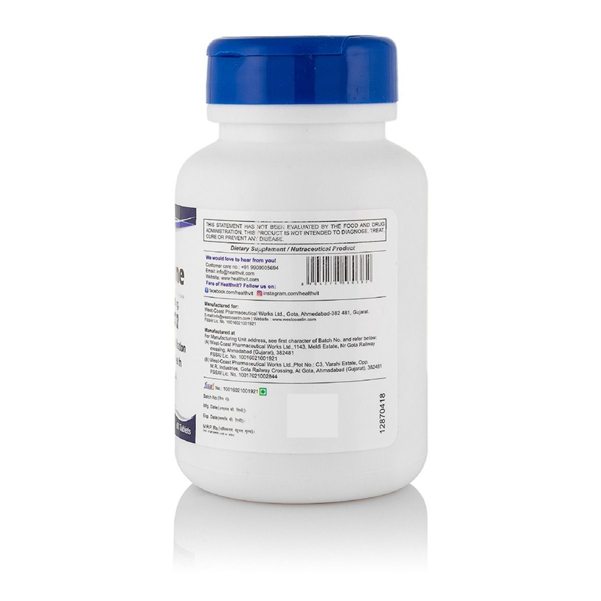 Healthvit L-Arginine 1000 mg Amino Acid Supplement, 60 Tablets Price ...