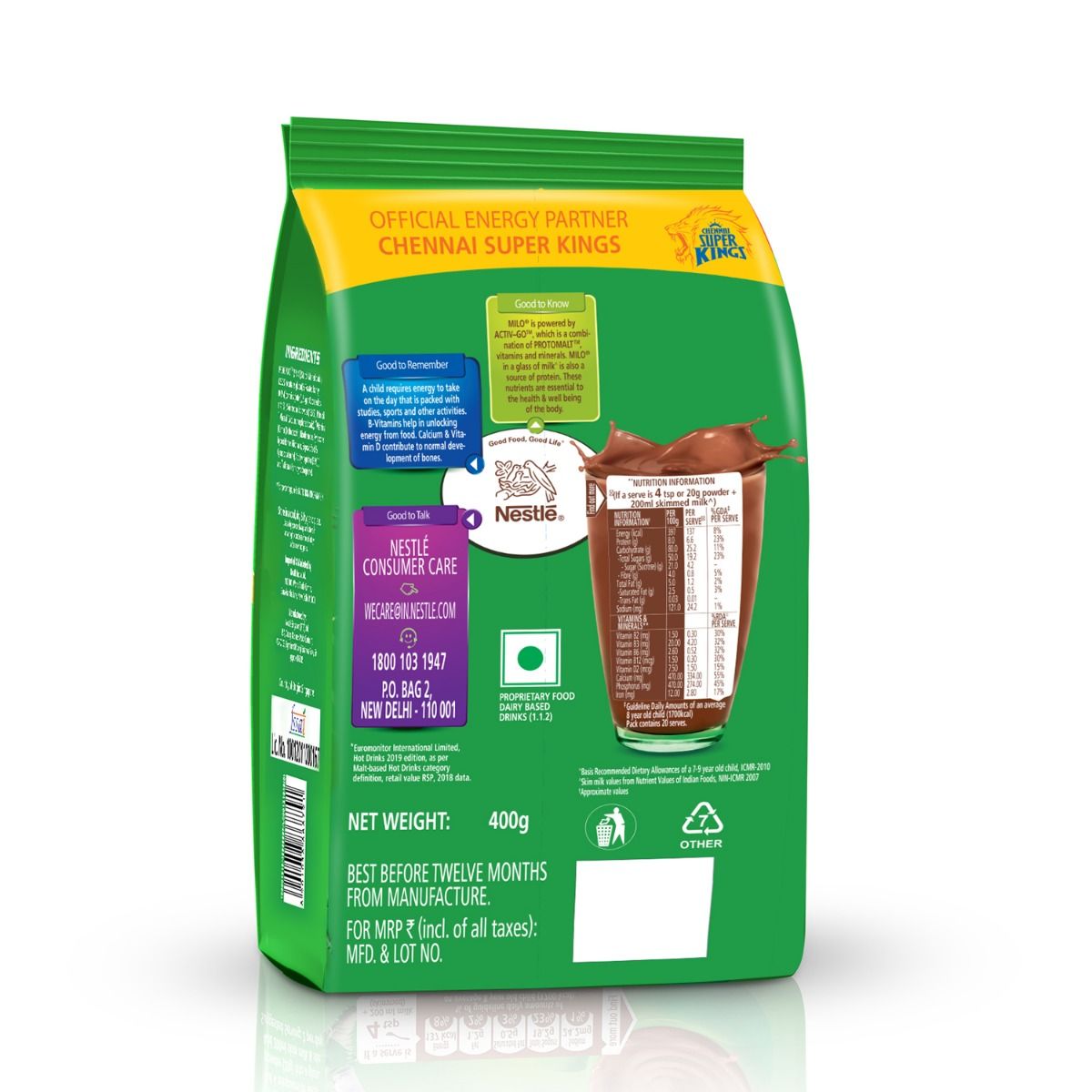 Nestle Milo Activ-Go Health Drink Powder, 400 gm Refill Pack Price ...