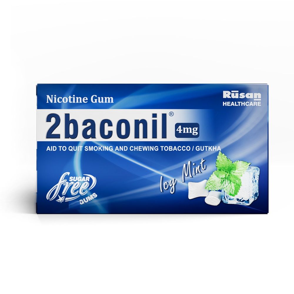 2 Baconil 4 mg Icy Mint Chewing Gum | Uses, Side Effects, Price ...
