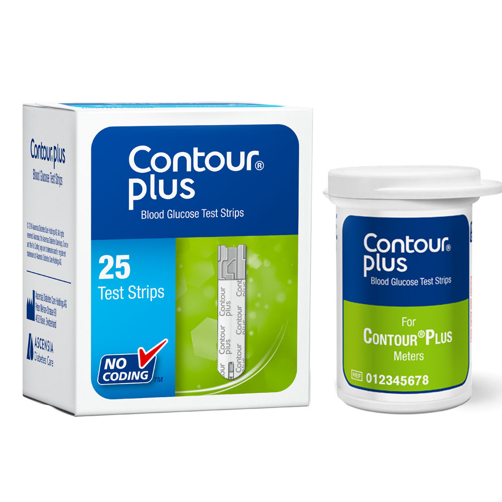Contour Plus Blood Glucose Test Strips, 25 Count Price, Uses, Side ...