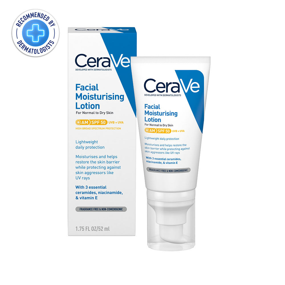 Buy CeraVe AM SPF 50 Facial Moisturising Lotion for Normal to Dry Skin ...