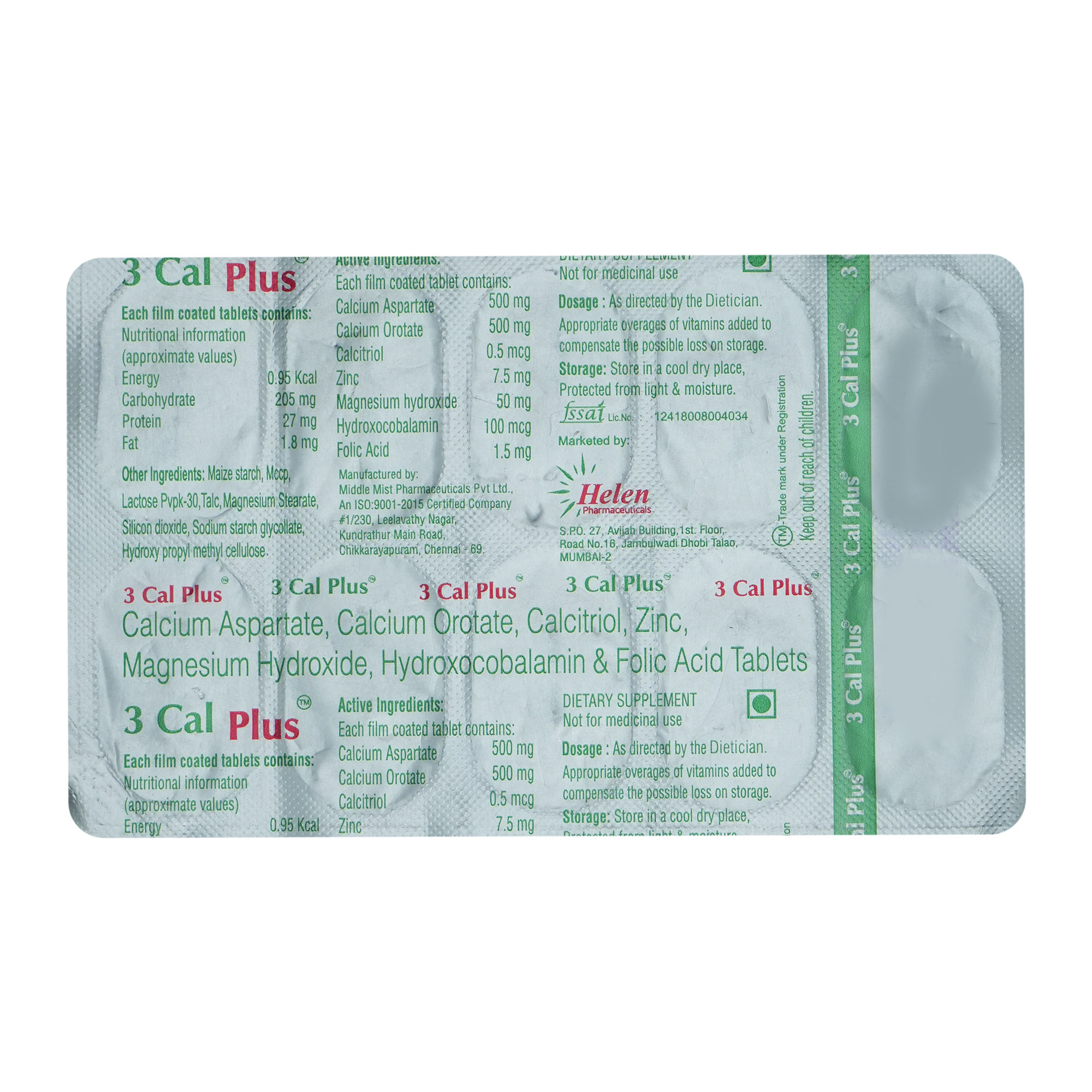 3 Cal Plus Tablet 10's Price, Uses, Side Effects, Composition - Apollo ...