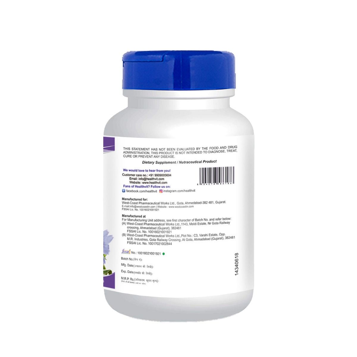 Healthvit Calvitan-600 Calcium Carbonate 600 mg Mint Flavour Chewable ...