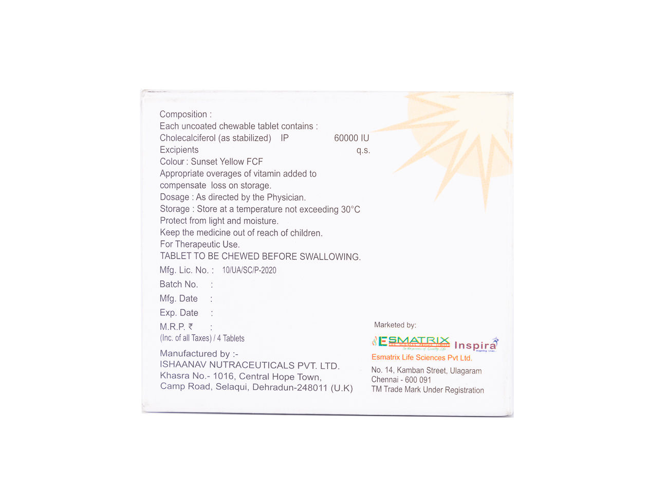 3D Forte 60K Chewable Tablet 4's Price, Uses, Side Effects, Composition ...