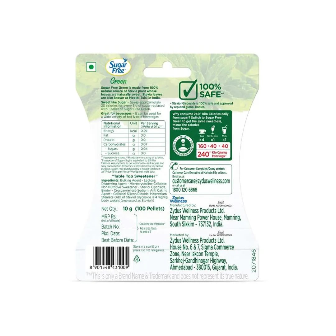 Sugar Free Green Stevia Low Calorie Sweetener, 100 Pellets Price, Uses ...