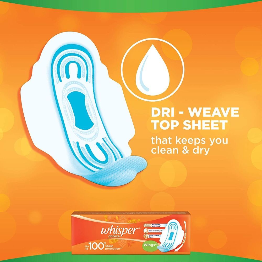 Whisper Choice Sanitary Pads Regular, 7 Count Price, Uses, Side Effects ...