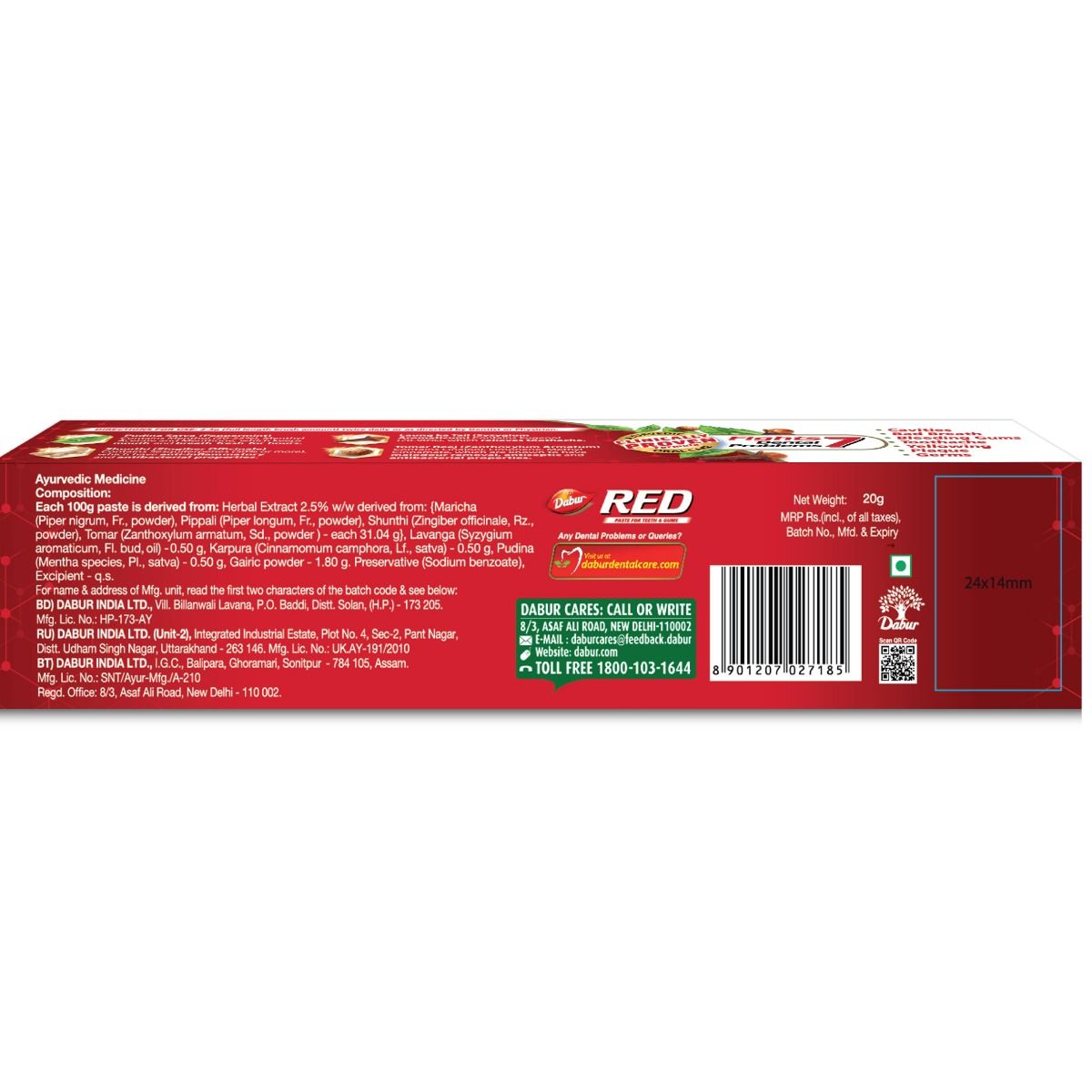 Dabur Red Toothpaste, 20 gm Price, Uses, Side Effects, Composition ...