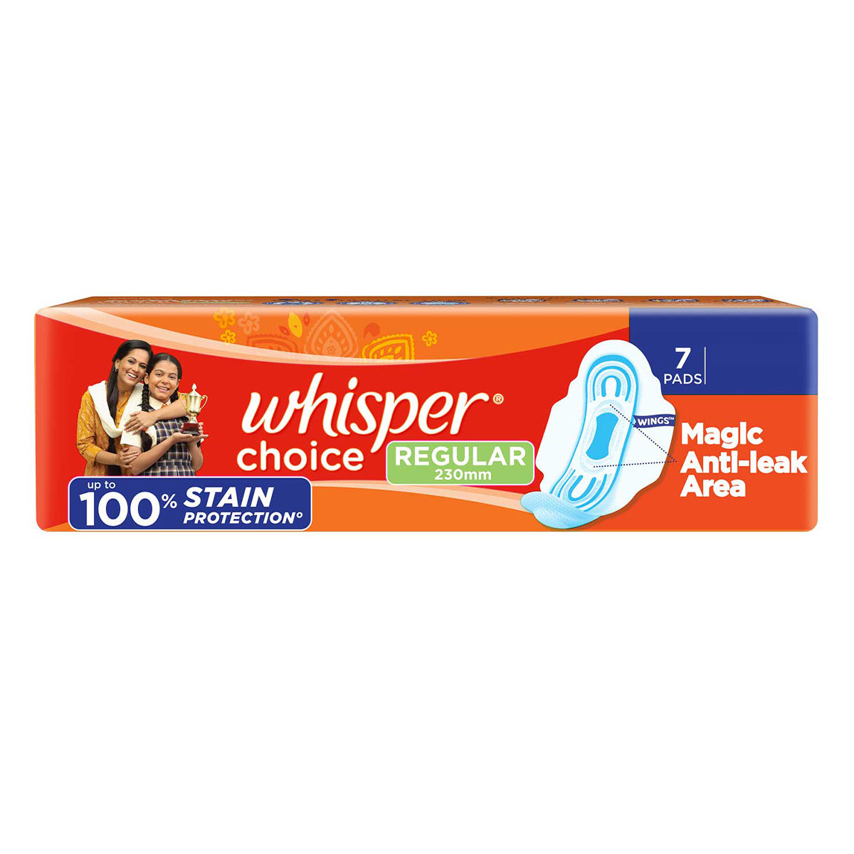 Whisper Choice Sanitary Pads Regular, 7 Count Price, Uses, Side Effects ...