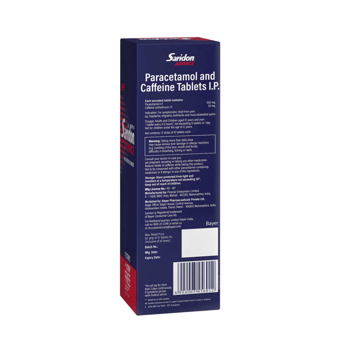 Buy Saridon Advance Tablet for 5 in 1 Pain Relief | 19 Minutes Delivery ...