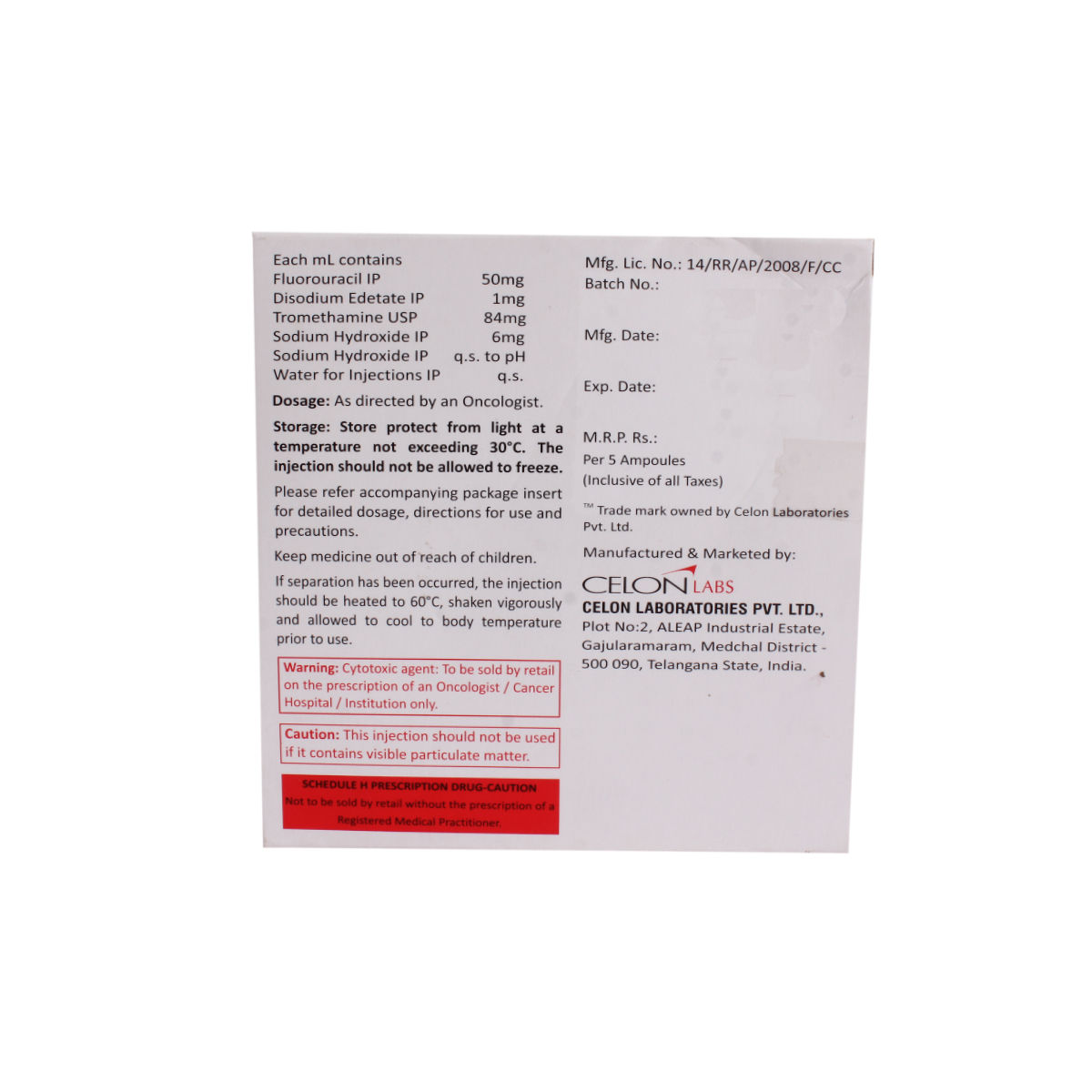 5 Flucel 250 mg Injection 5 ml Price, Uses, Side Effects, Composition ...