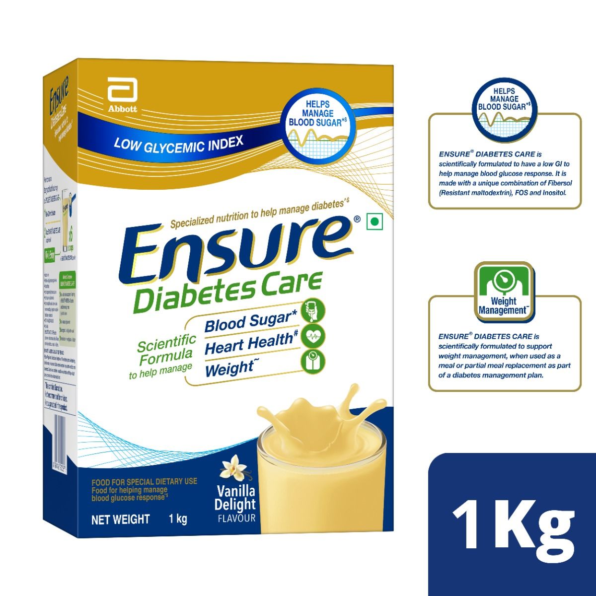Ensure Diabetes Care Vanilla Delight Flavour Powder for Adults, 1 kg ...