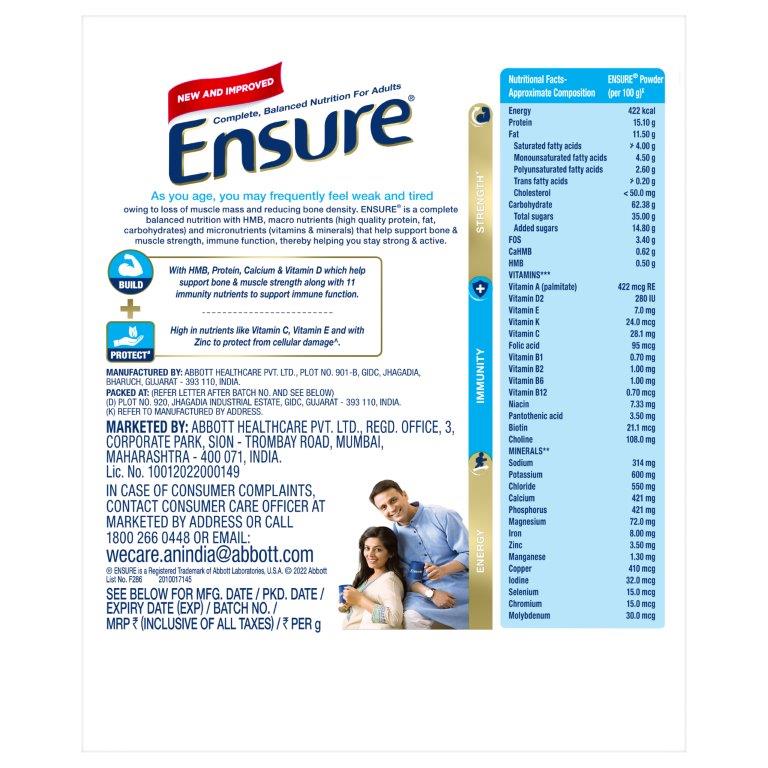 Ensure Complete, Balanced Nutrition Drink Chocolate Flavour Powder for ...