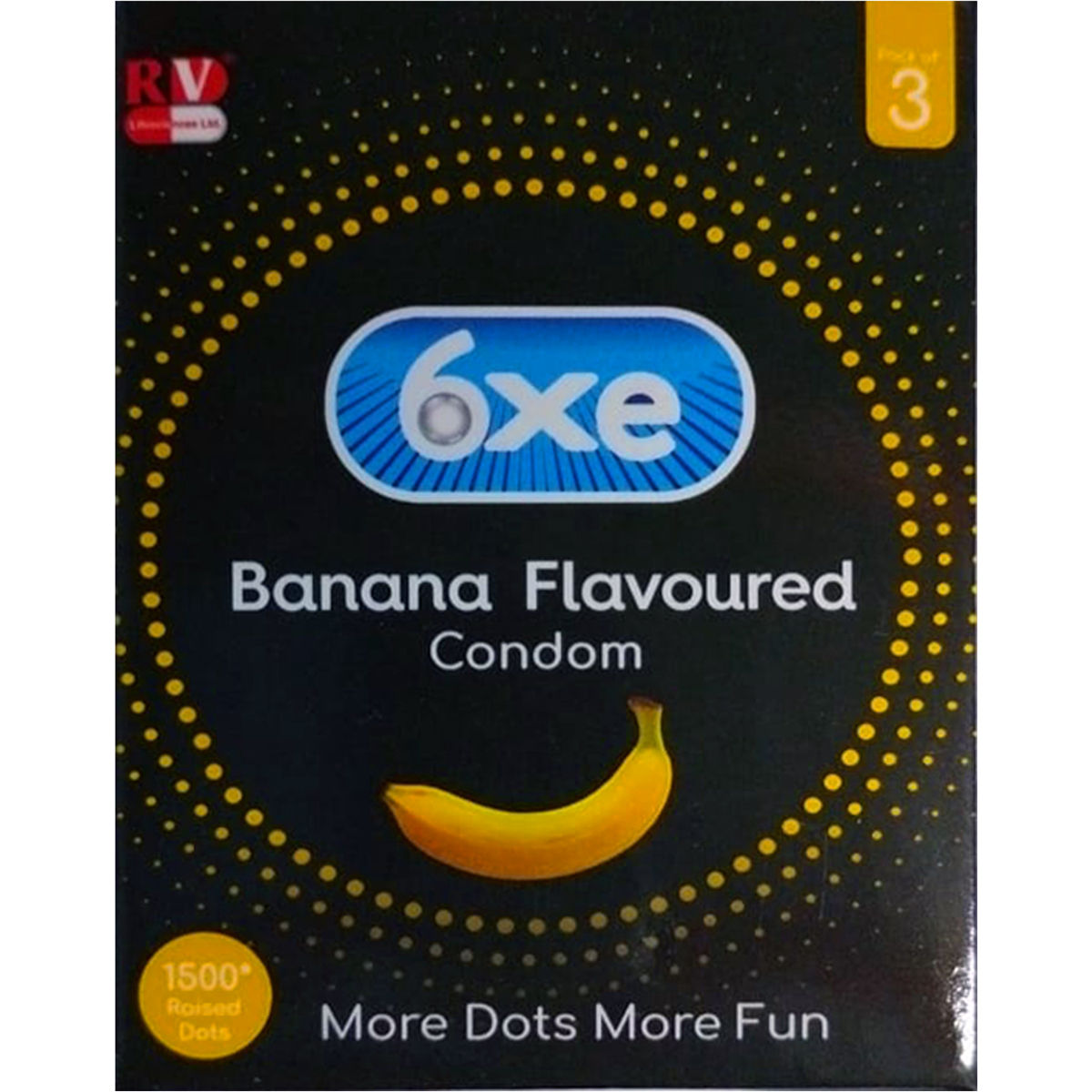 Buy 6Xe Banana Flavour Condoms, 3 count | 19 Minutes Delivery | Apollo ...