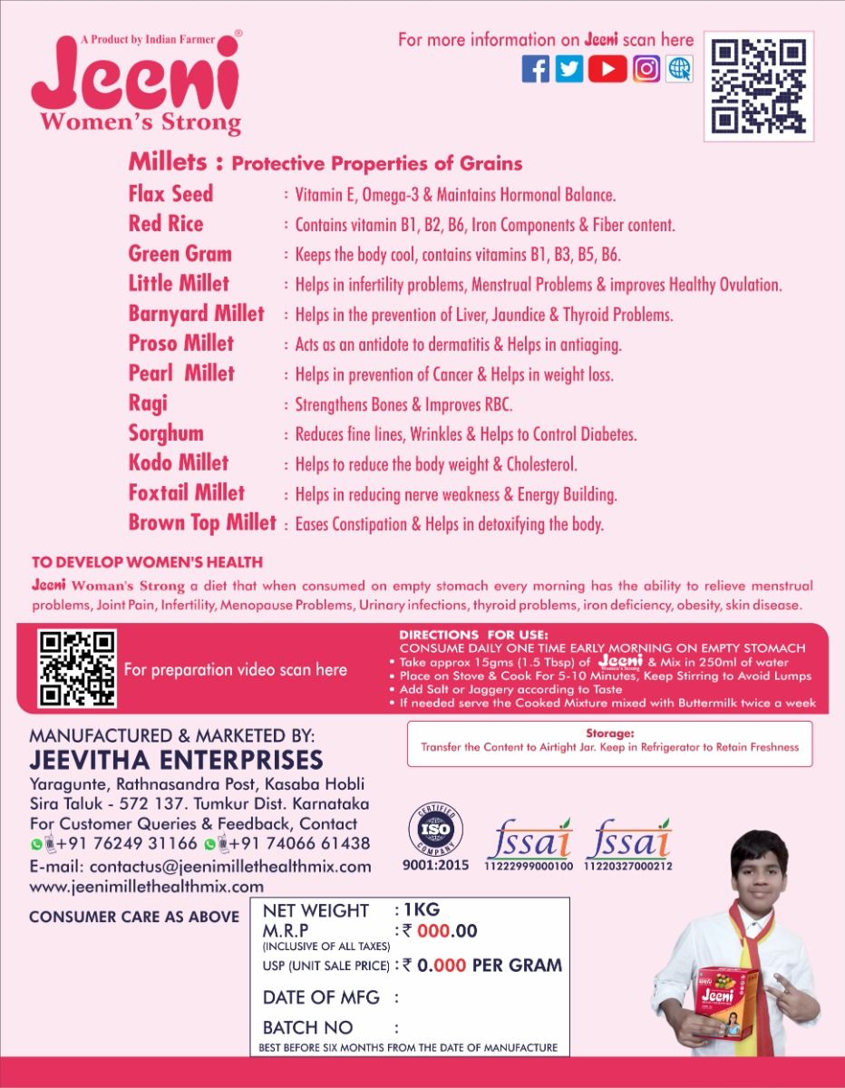 Jeeni Women's Strong Millet & Multi Grains, 1 kg Price, Uses, Side ...