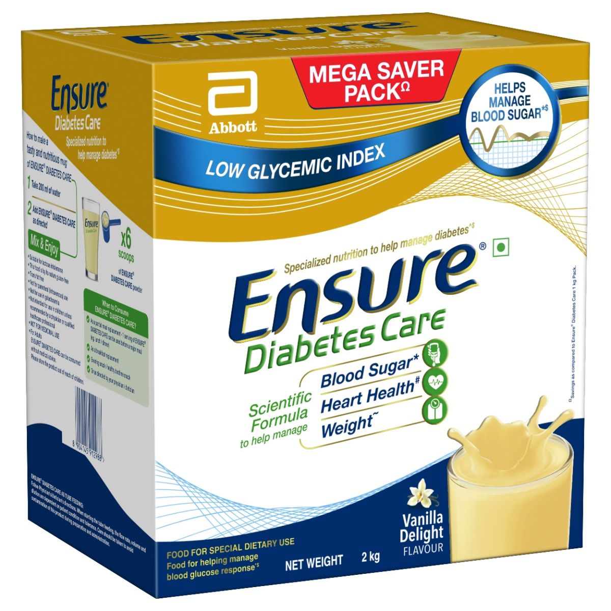 Buy Ensure Diabetes Care Vanilla Delight Flavour Powder for Adults, 2 ...