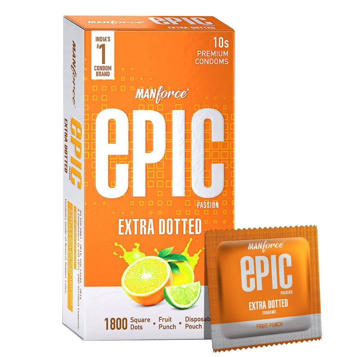 Manforce Epic Passion Extra Dotted Fruit Punch Flavour Premium Condoms ...