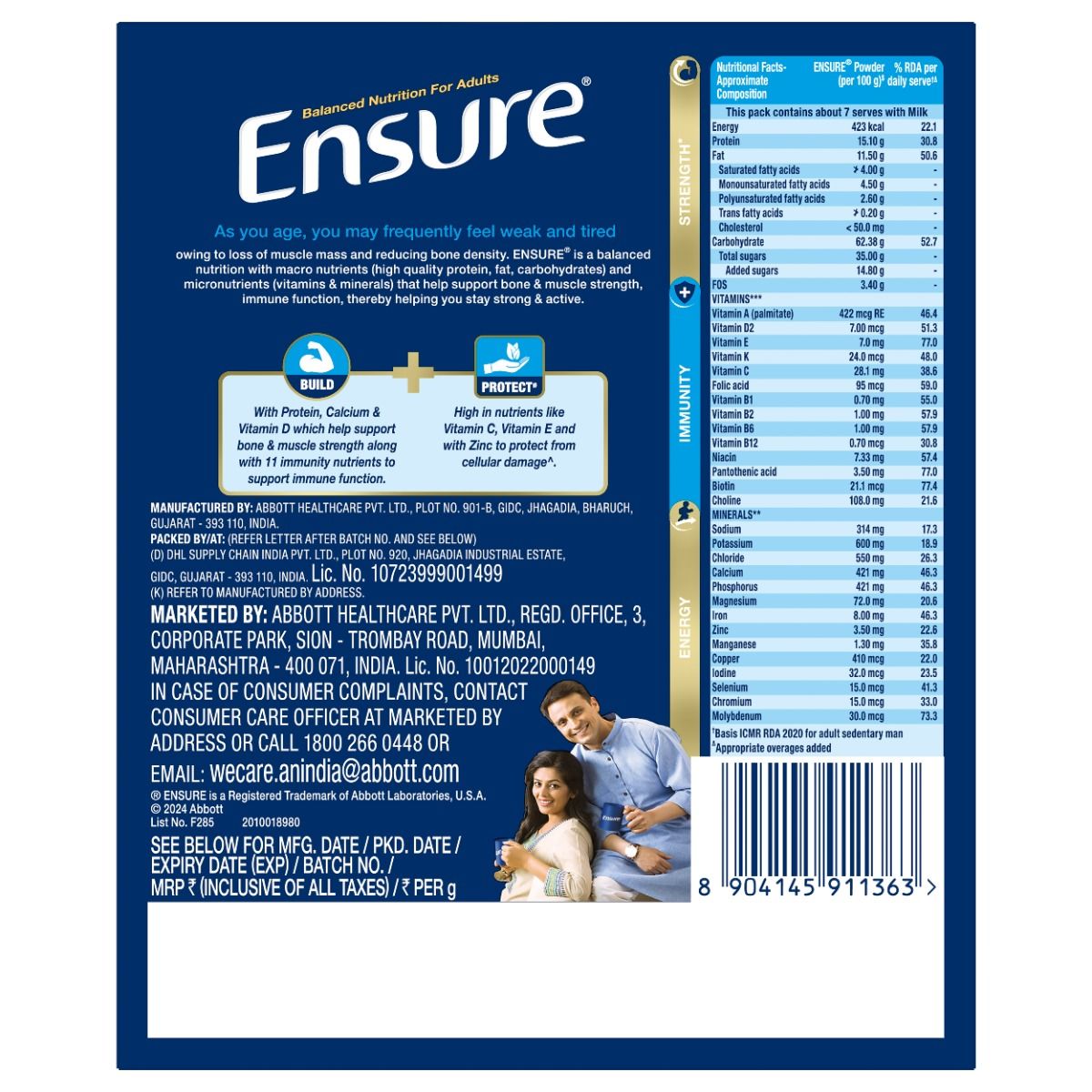Ensure Balanced Nutrition Vanilla Flavour Powder for Adults, 200 gm ...