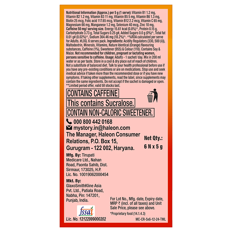 Buy Centrum Recharge Orange Flavour for Adult, 30 gm (6x5gm Sachet ...