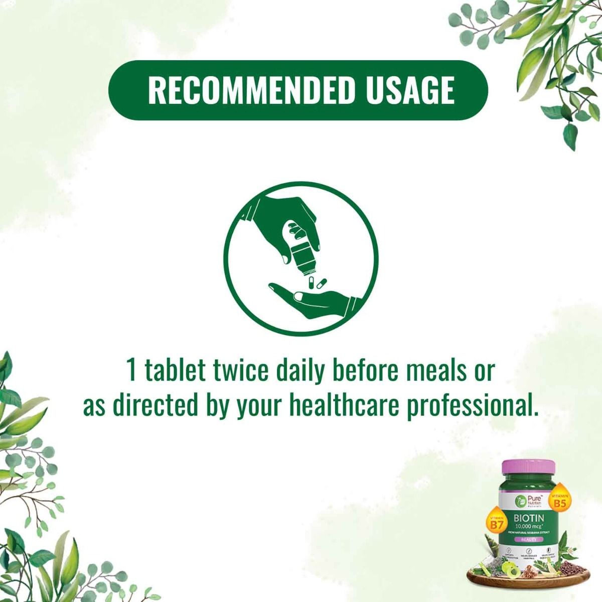 Pure Nutrition Biotin 1000 mg, 60 Tablets Price, Uses, Side Effects ...