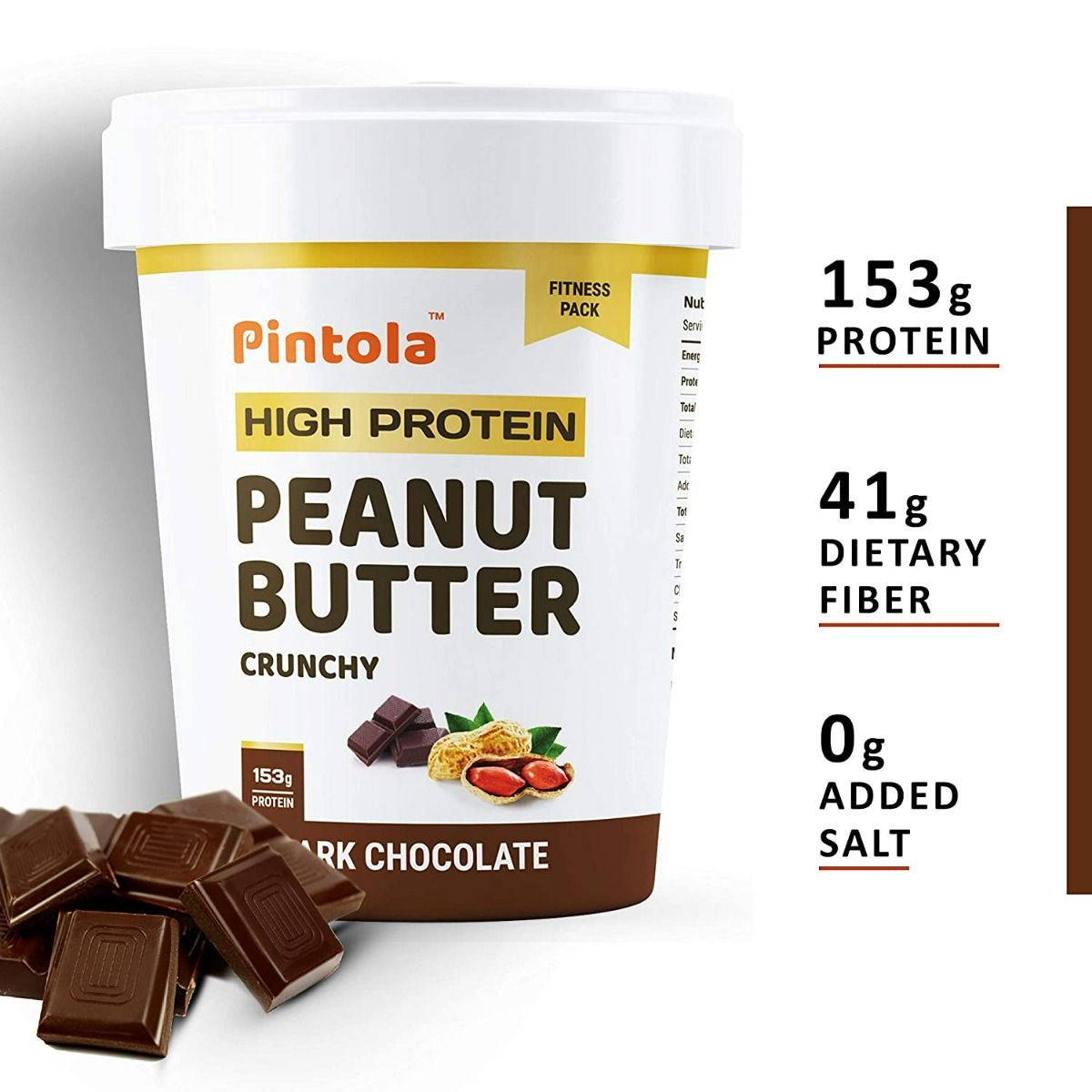 Pintola High Protein Dark Chocolate Crunchy Peanut Butter, 510 gm Price, Uses, Side Effects ...