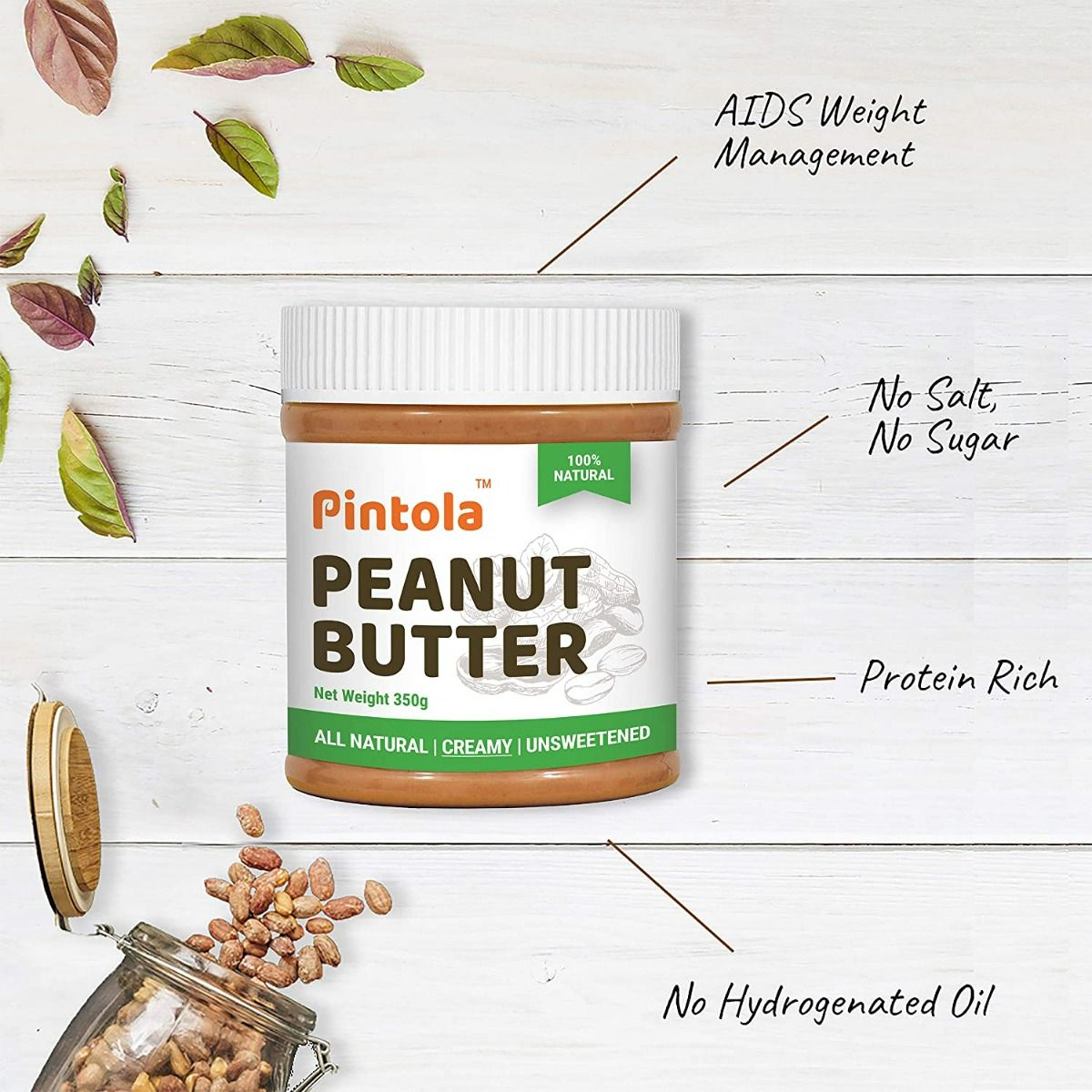 Pintola All Natural Crunchy Peanut Butter, 350 gm Price, Uses, Side ...