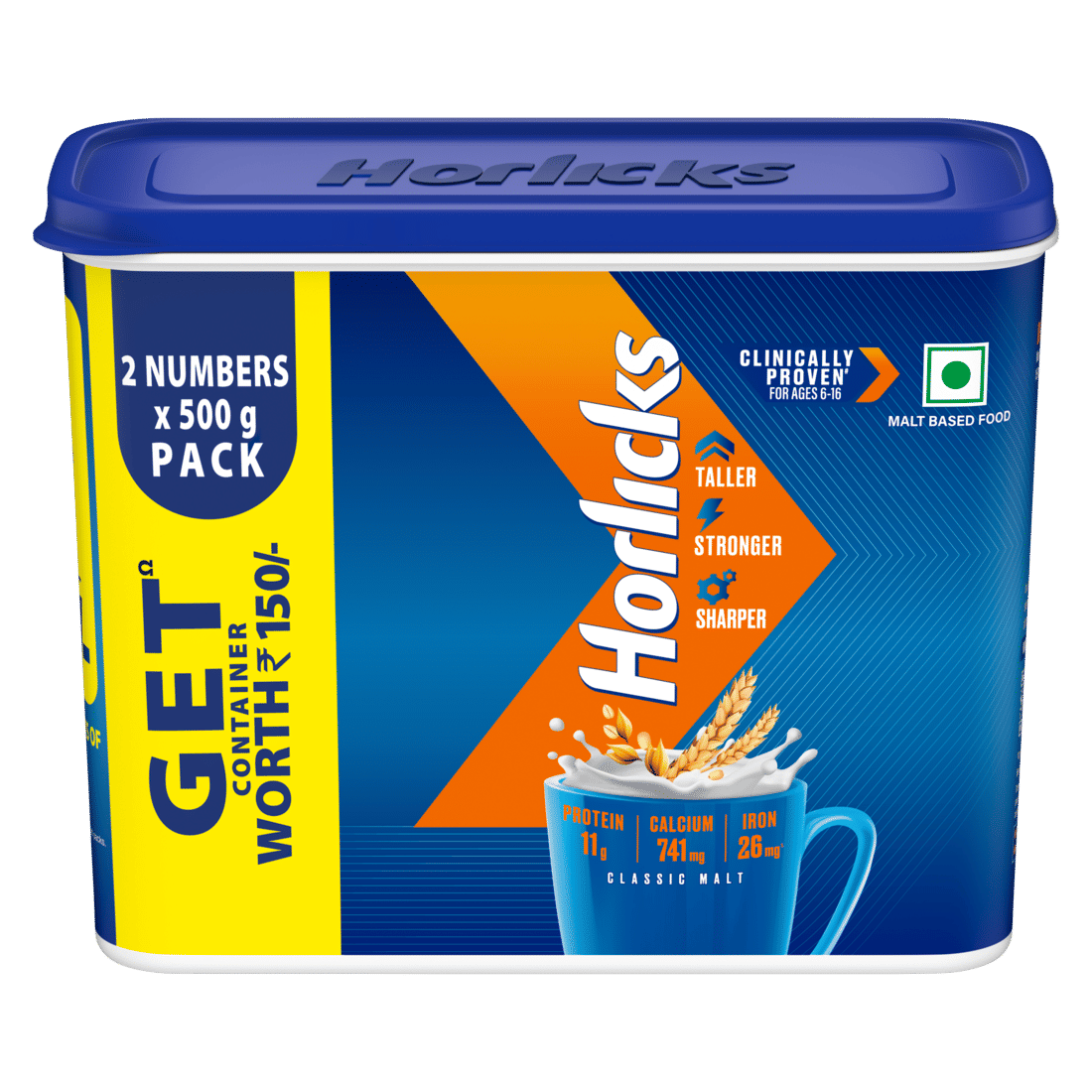 Buy Horlicks Classic Malt Flavour Nutrition Drink Powder 1 kg (2x500 gm ...