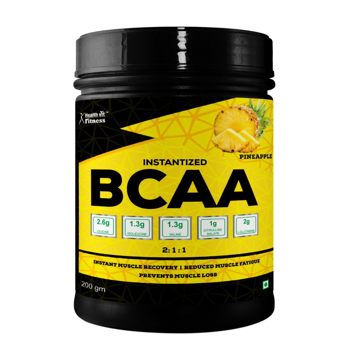 Healthvit Fitness 100% Micronized BCAA 5200mg 2:1:1 Pineapple Flavour, 200 gm Price, Uses, Side ...