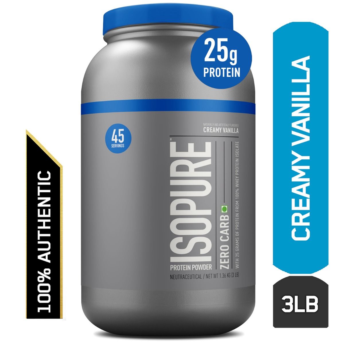 Isopure Zero Carb 100% Whey Protein Isolate Creamy Vanilla Flavour ...
