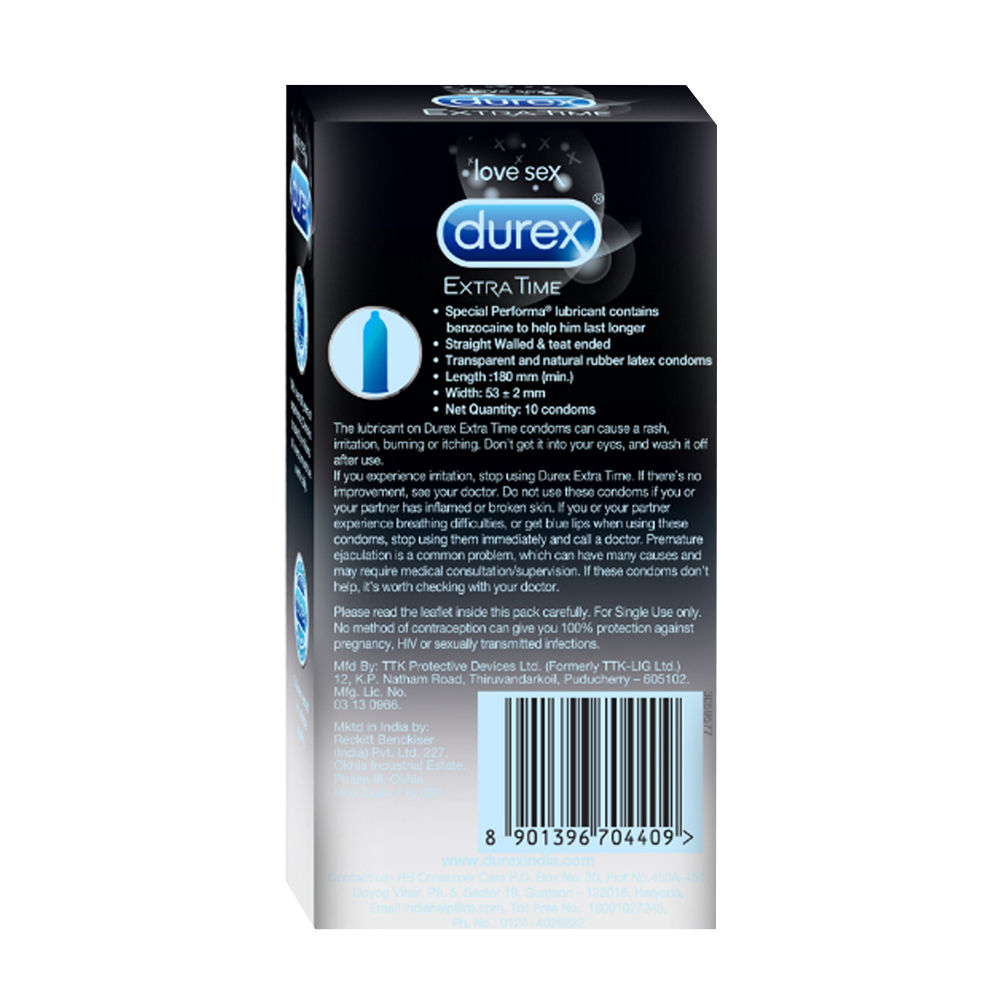 Durex Extra Time Condoms, 10 Count Price, Uses, Side Effects ...
