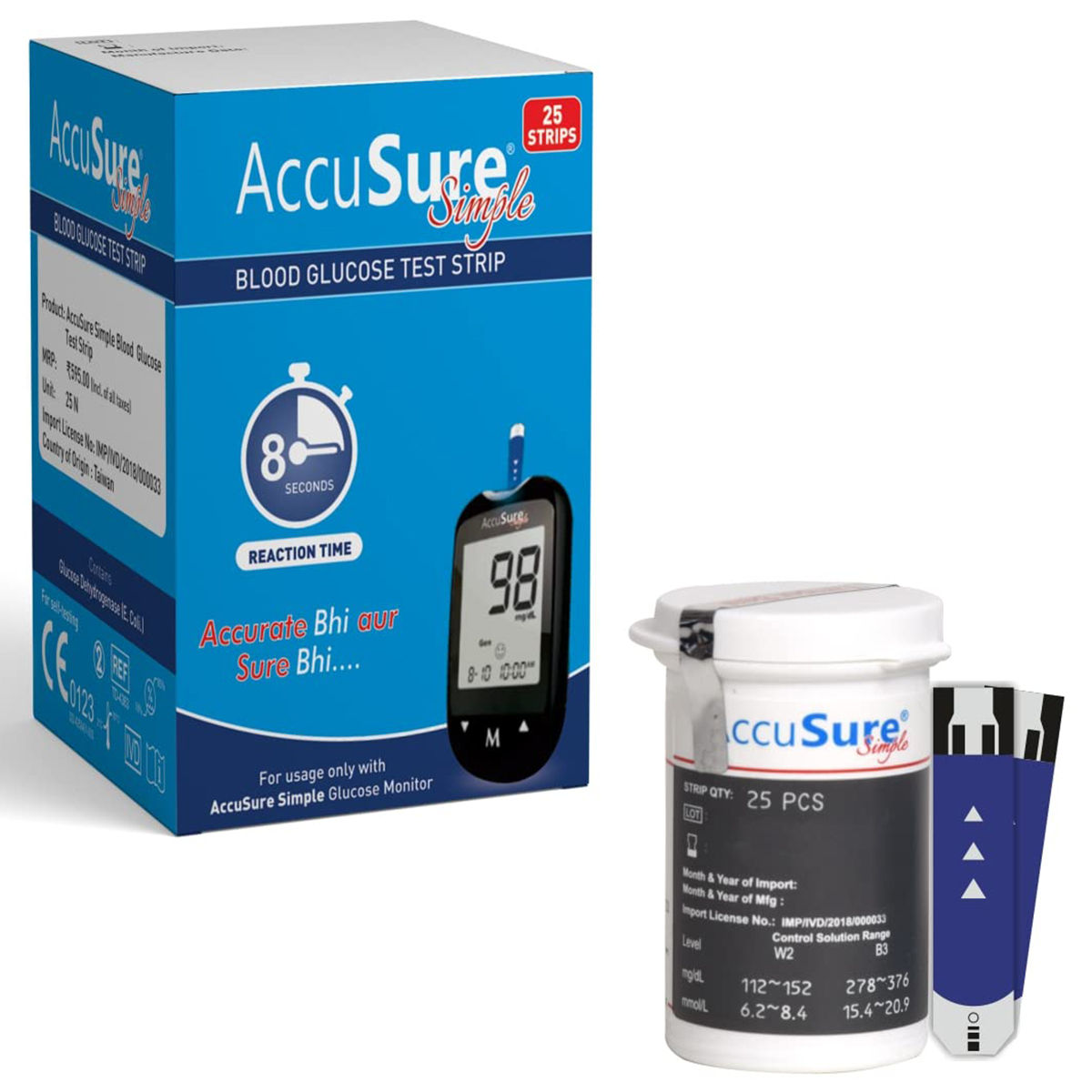 Buy Accusure Glucometer Strips, 25 Count | 19 Minutes Delivery | Apollo ...