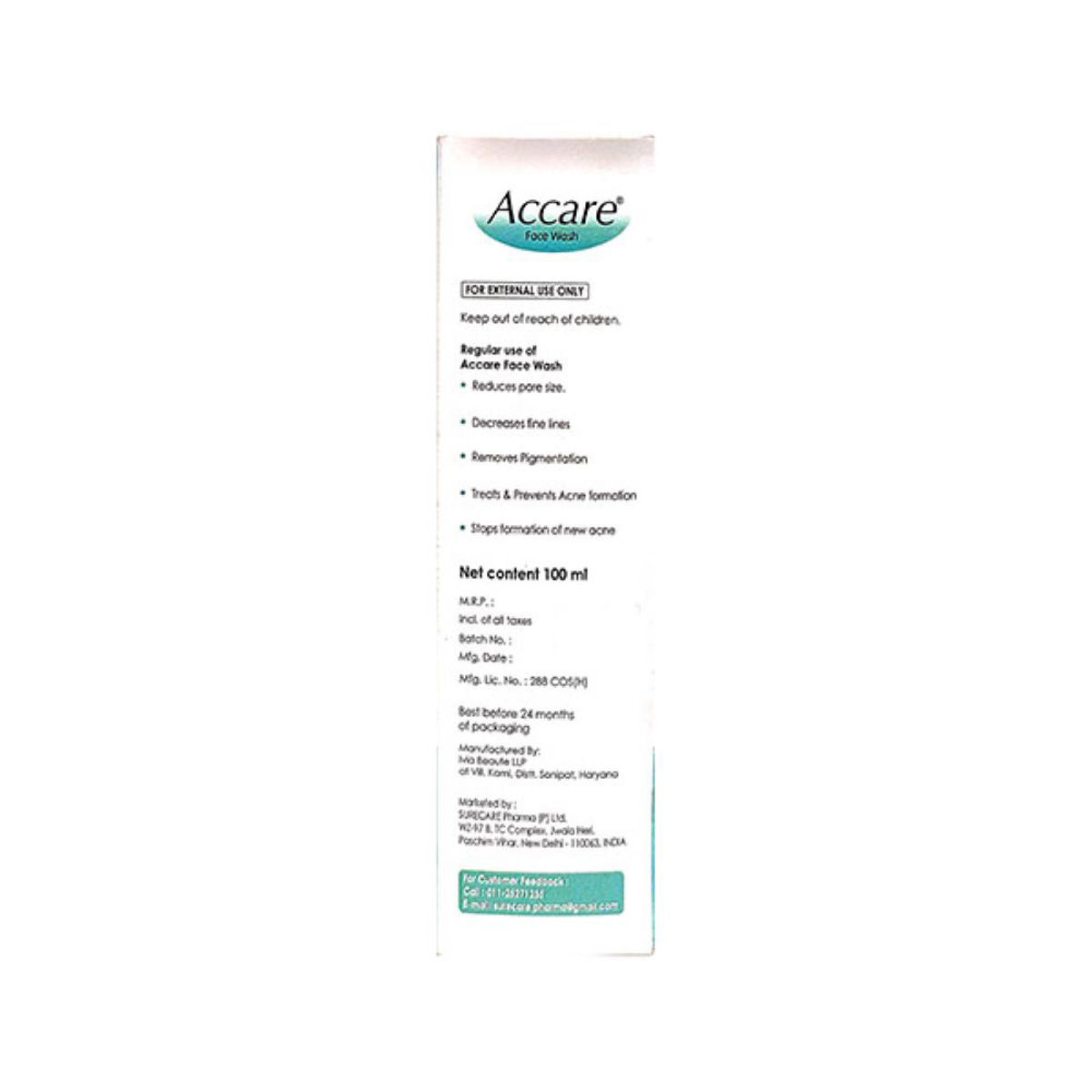 Accare Face Wash, 100 ml Price, Uses, Side Effects, Composition ...
