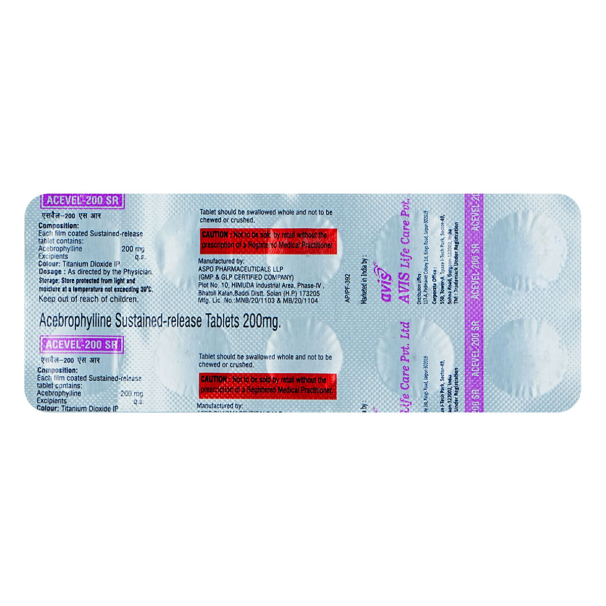 Acevel-200 mg SR Tablet 10's Price, Uses, Side Effects, Composition ...