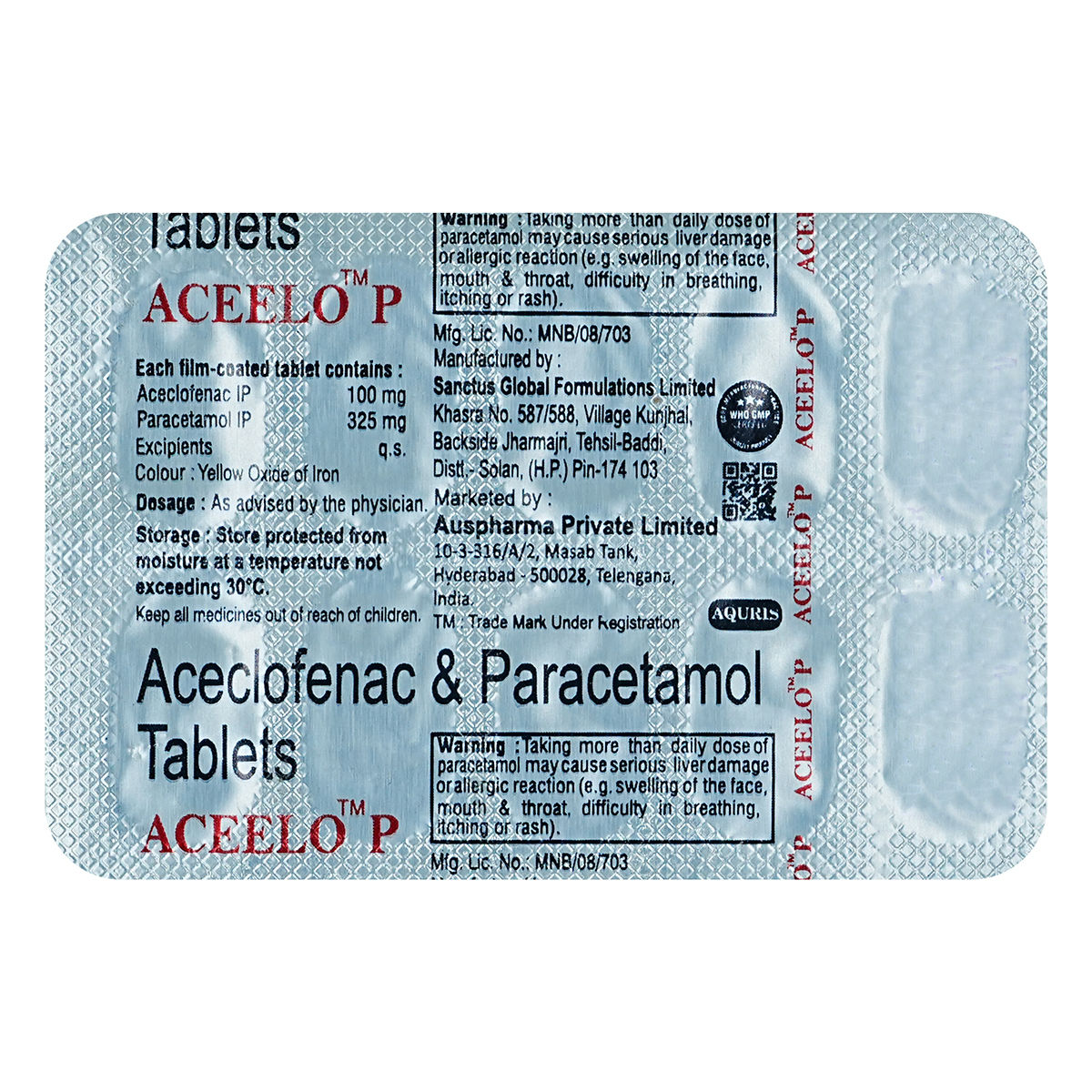 Aceelo P 100/325 Tablet 10's Price, Uses, Side Effects, Composition ...