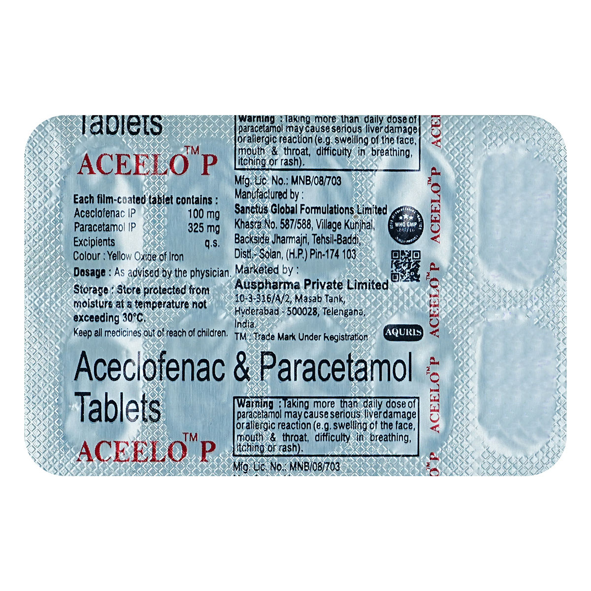 Aceelo P 100/325 Tablet | Uses, Side Effects, Price | Apollo Pharmacy