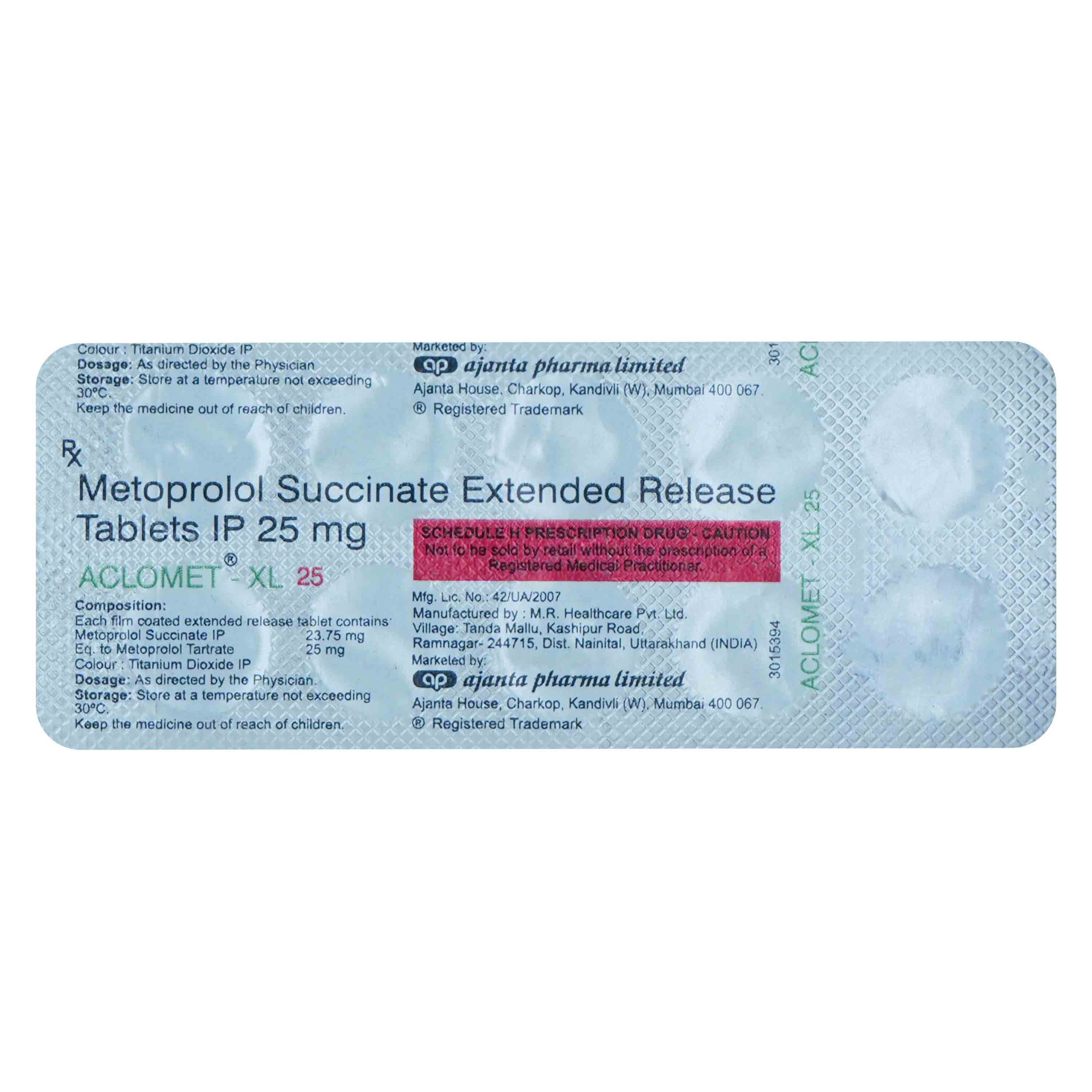 Aclomet-XL 25mg Tablet | Uses, Side Effects, Price | Apollo Pharmacy