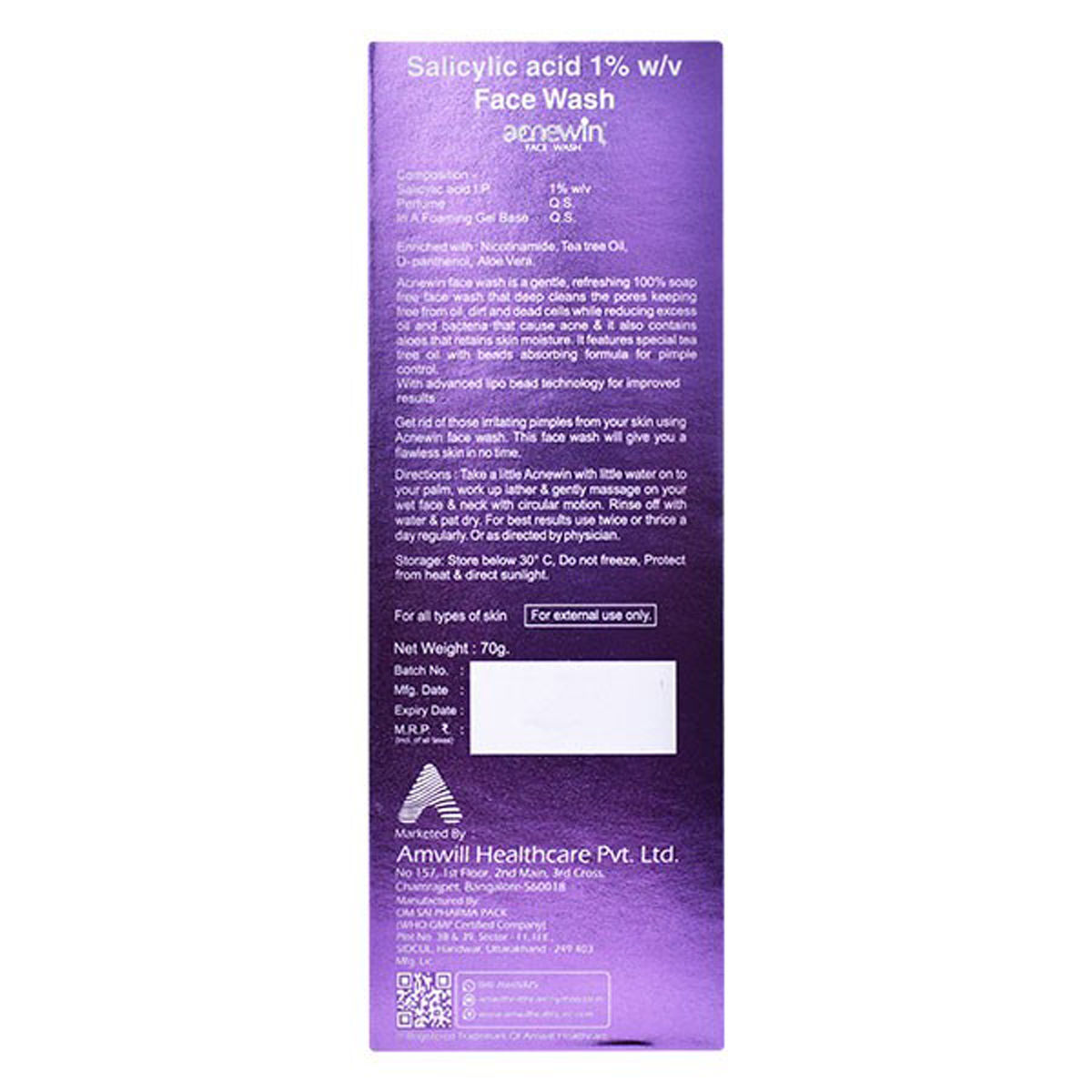 Acnewin Plus 1% Face Wash 70 gm Price, Uses, Side Effects, Composition ...