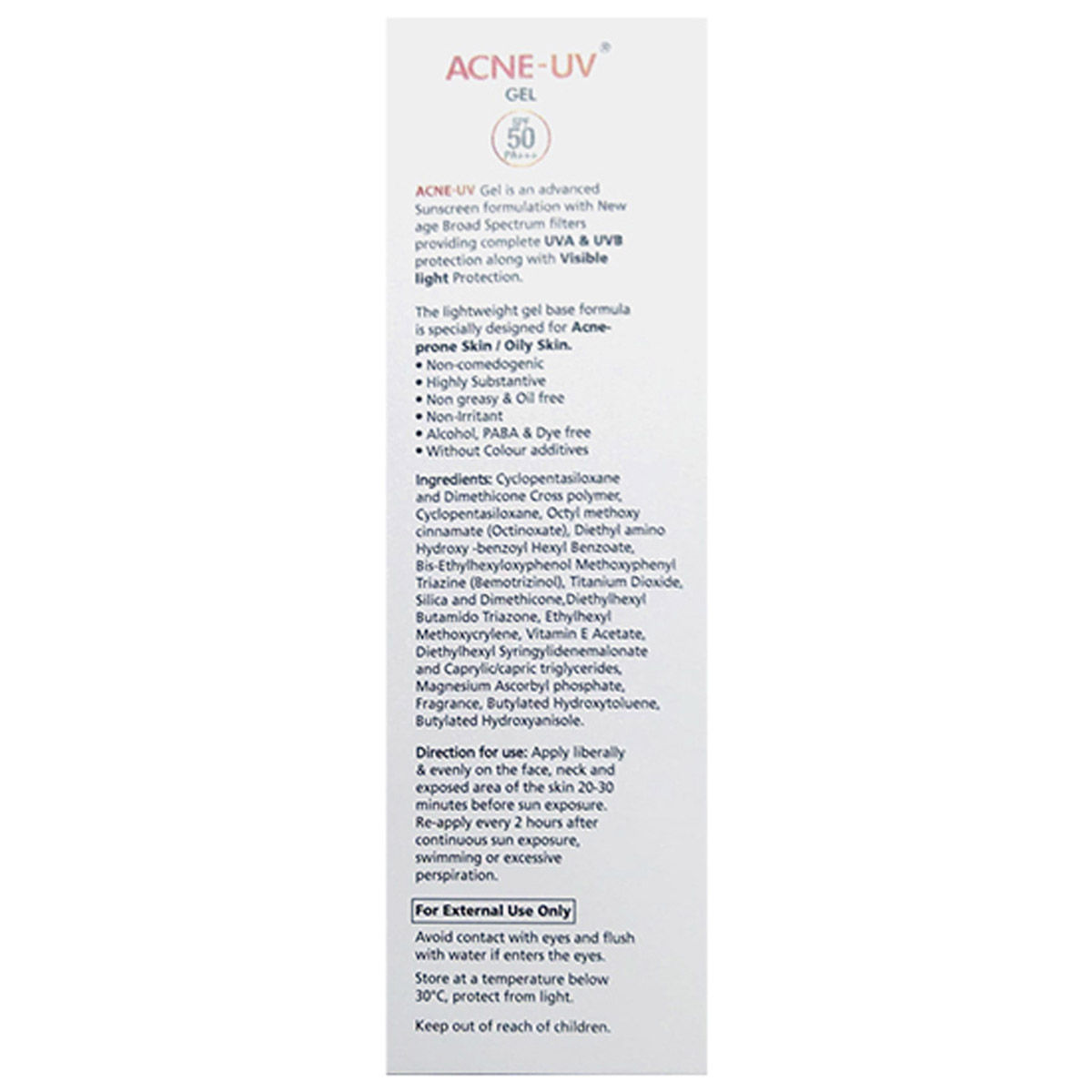 Acne-UV SPF50+ Sunscreen Gel | Uses, Side Effects, Price | Apollo Pharmacy