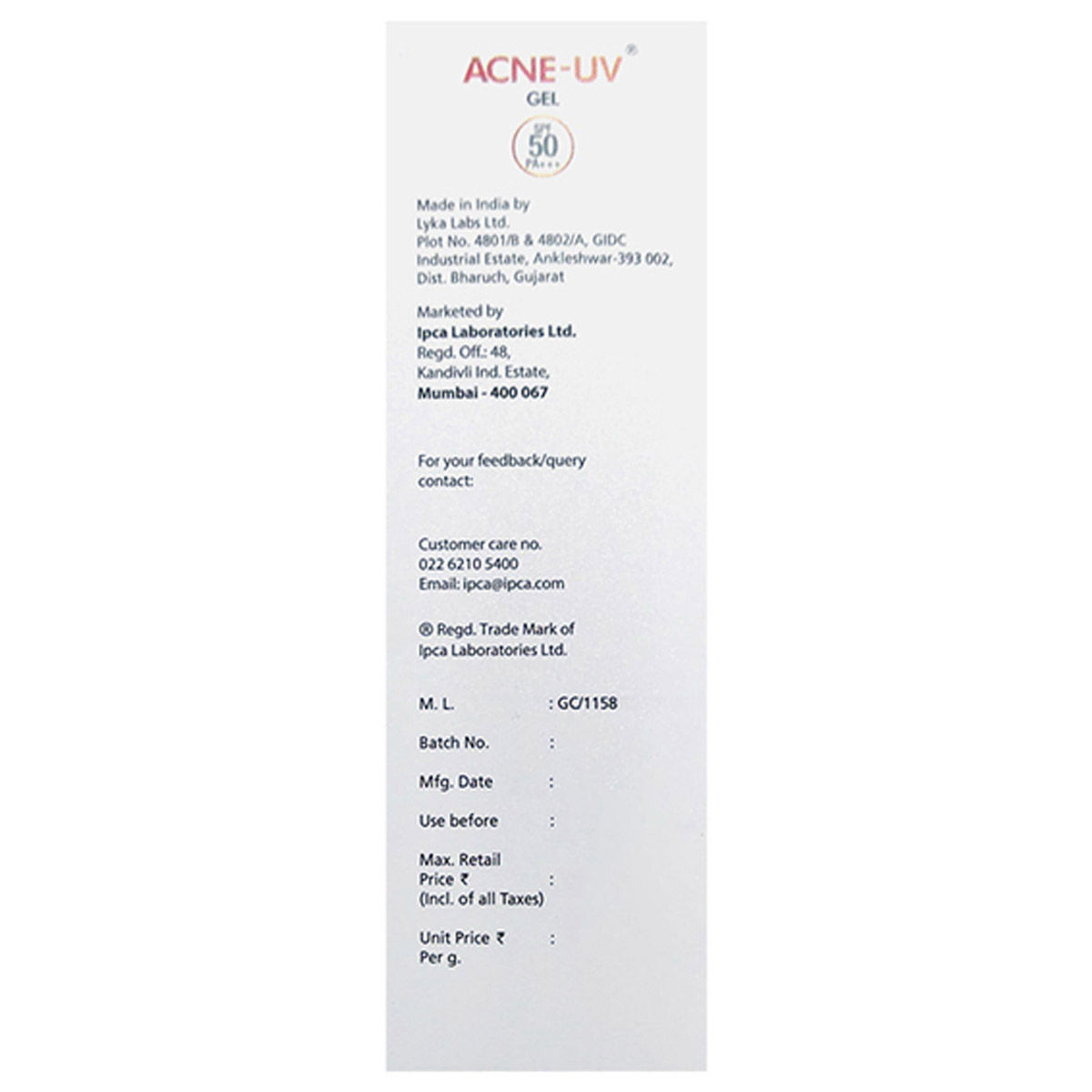 Acne-UV SPF50+ Sunscreen Gel | Uses, Side Effects, Price | Apollo Pharmacy