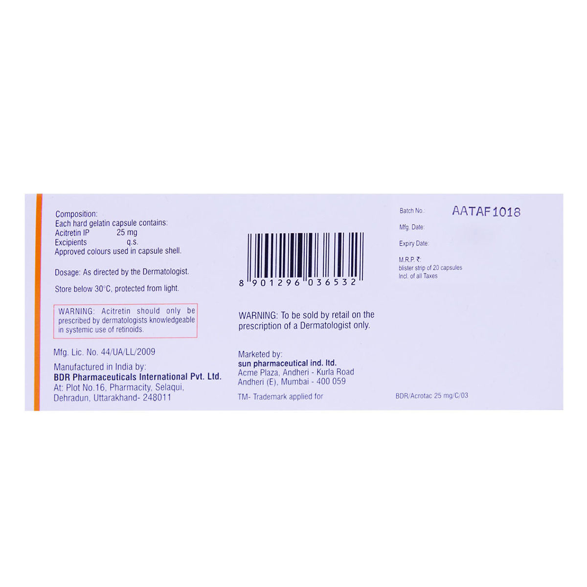 Acrotac 25 mg Capsule | Uses, Side Effects, Price | Apollo Pharmacy
