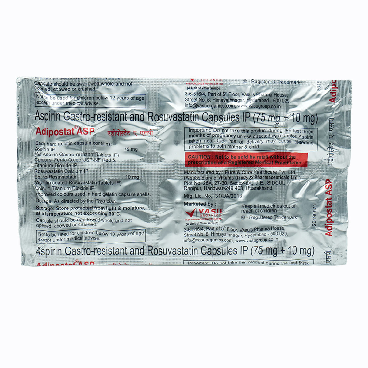 Adipostat Asp 10/75 Cap | Uses, Side Effects, Price | Apollo Pharmacy