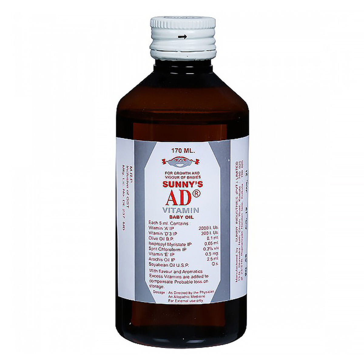 Sunny's AD Vitamin Baby Oil, 170 ml Price, Uses, Side Effects ...