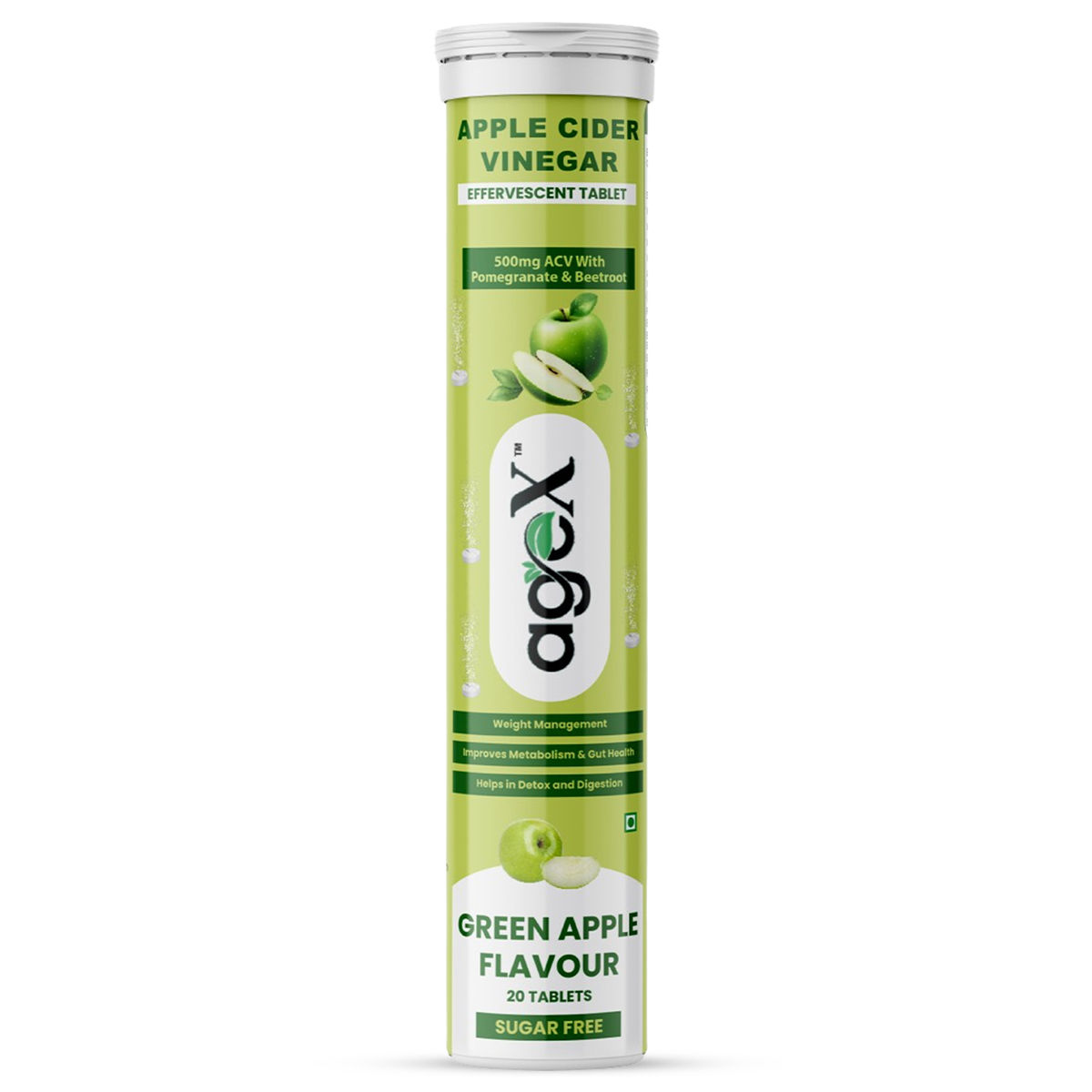 Buy AgeX Apple Cider Vinegar Green Apple Flavour Effervescent Tablet ...