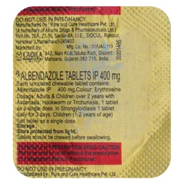 Albendazole 400 mg Tablet | Uses, Side Effects, Price | Apollo Pharmacy